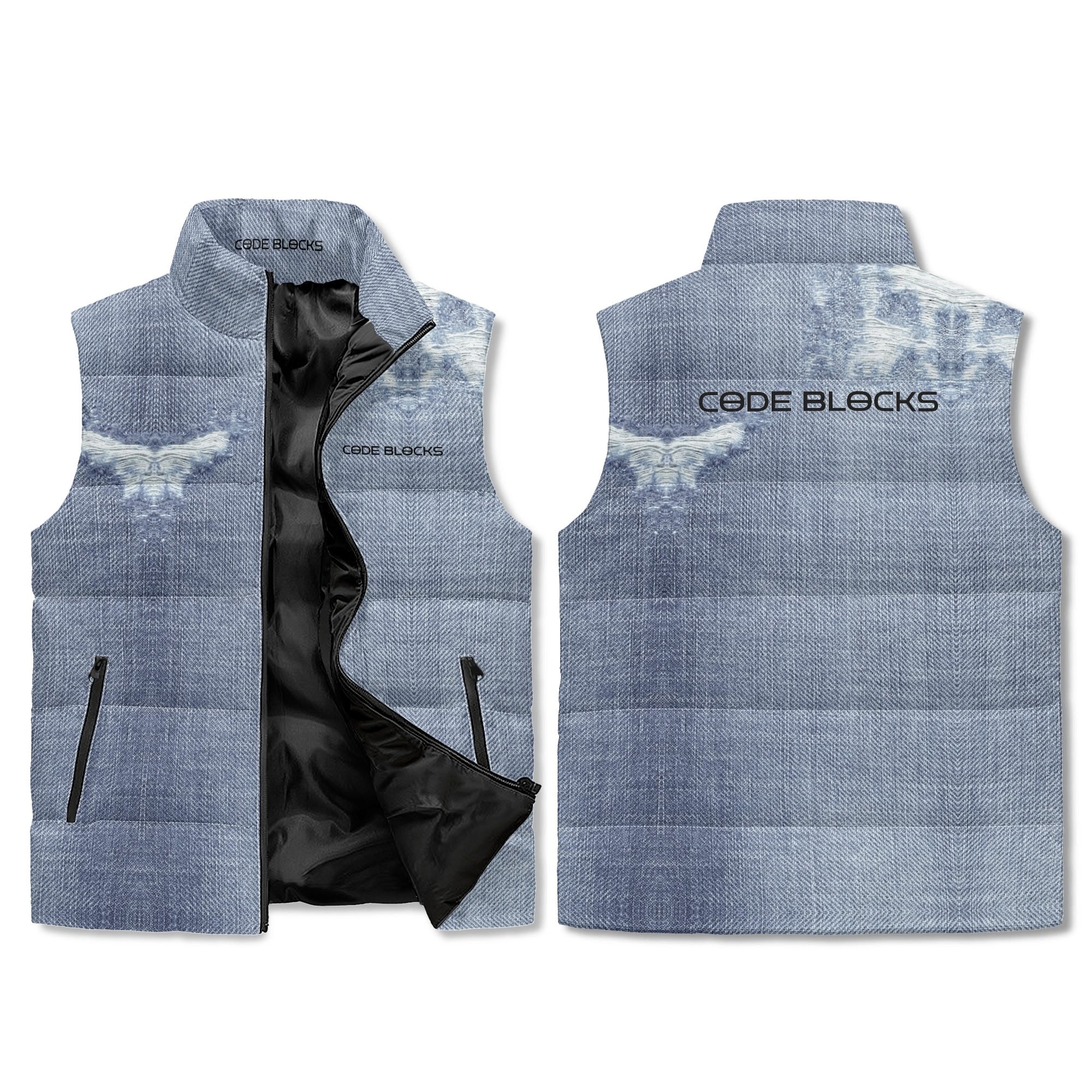Unisex Lightweight All Over Printing Stand Collar Zip Up Puffer Vest – CODEBLOCKS-CLOTHING