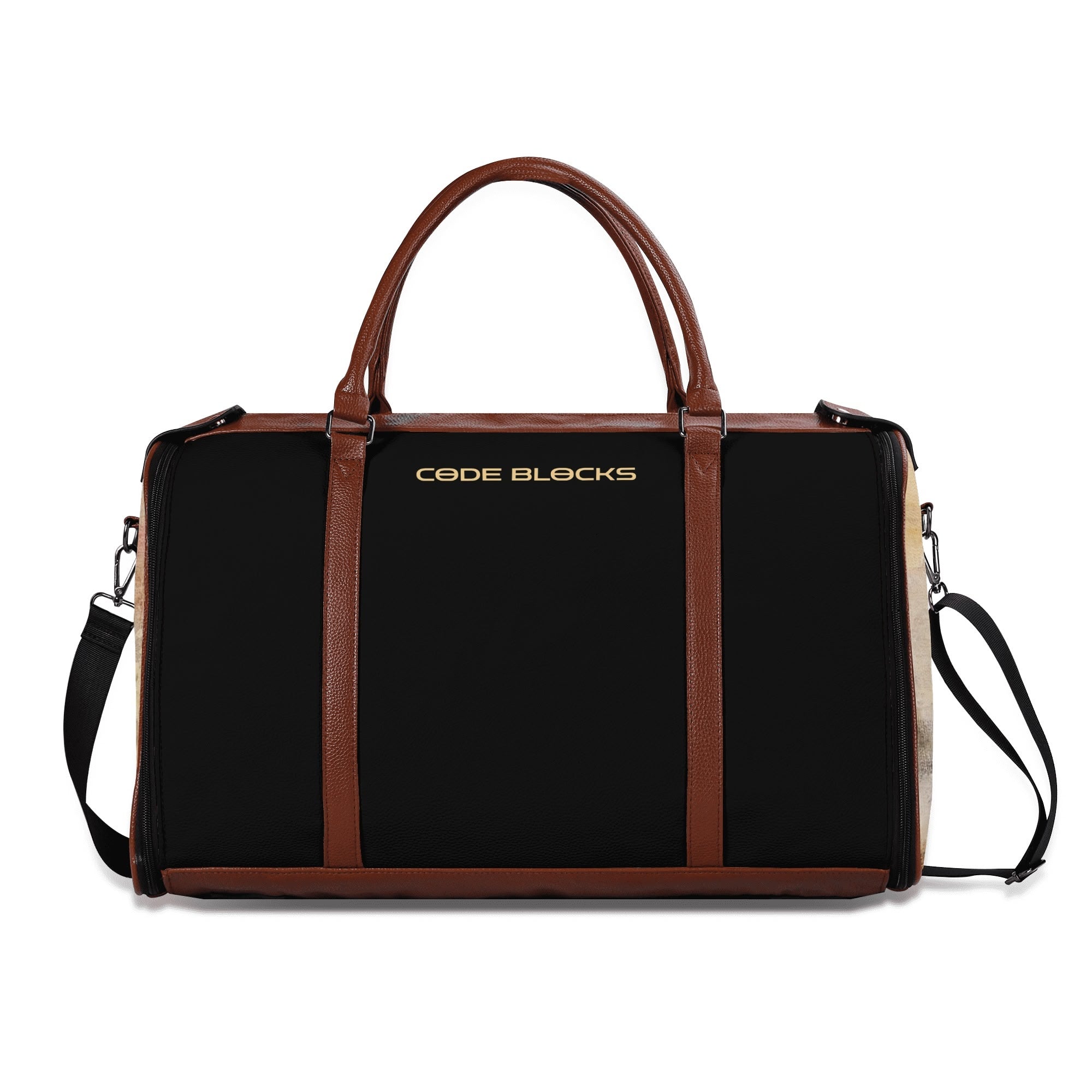 Personalized Leather Duffle Bag Foldable Travel Bag – CODEBLOCKS-CLOTHING