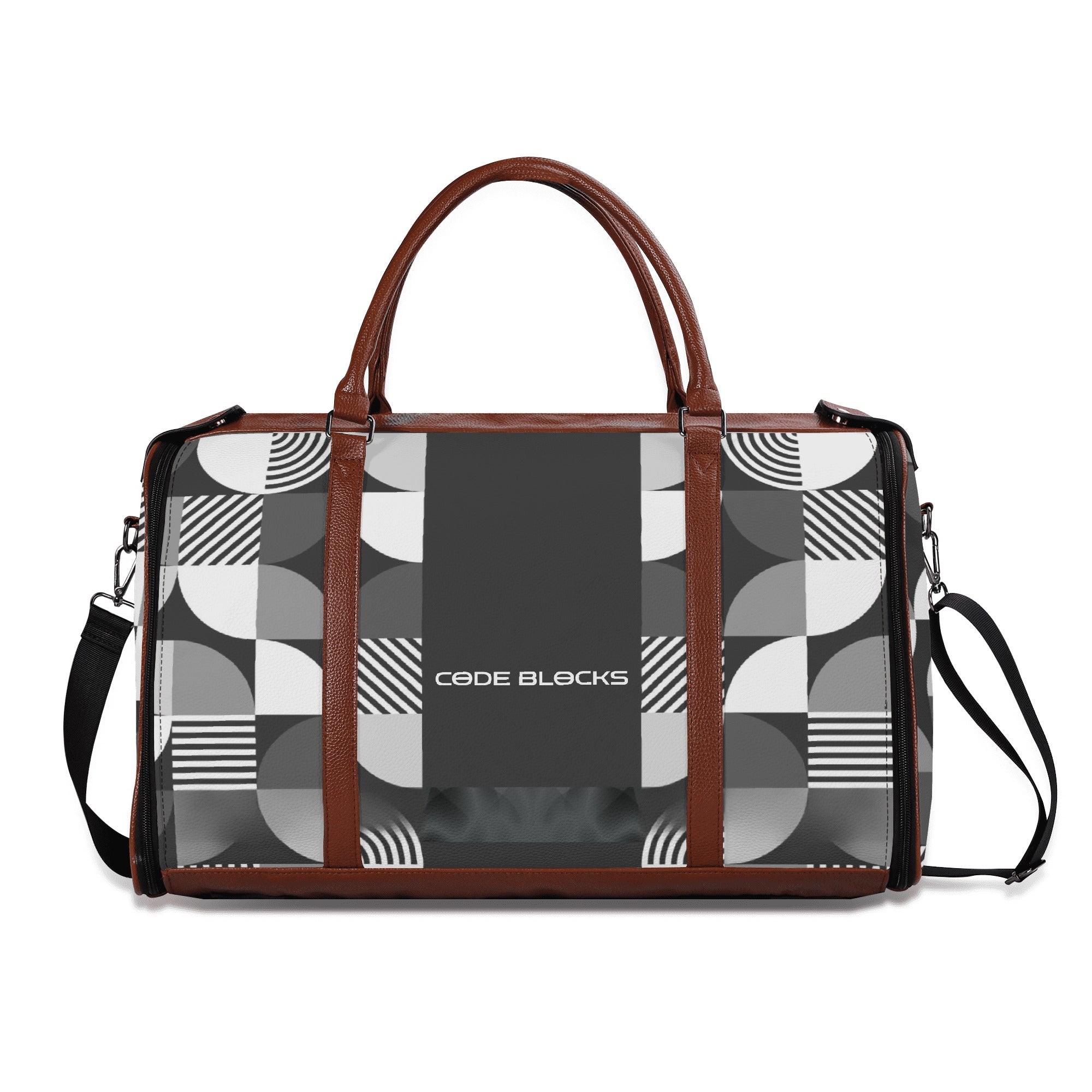 Personalized Leather Duffle Bag Foldable Travel Bag – CODEBLOCKS-CLOTHING