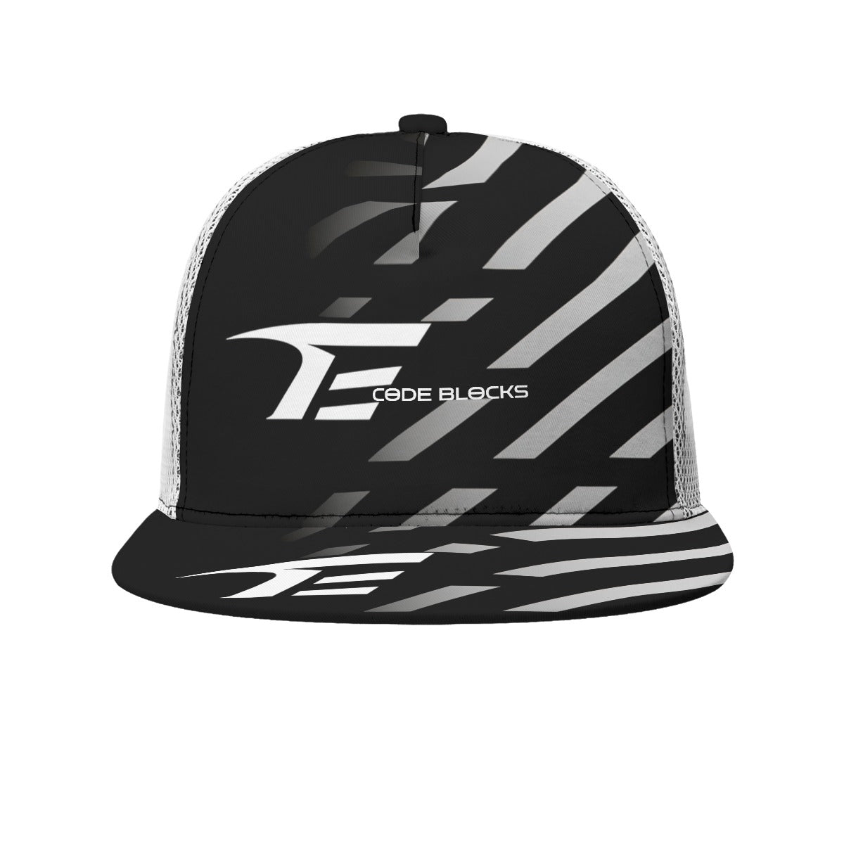 All-Over Print Black Buckle Flat-brimmed Mesh Cap With Box – CODEBLOCKS-CLOTHING