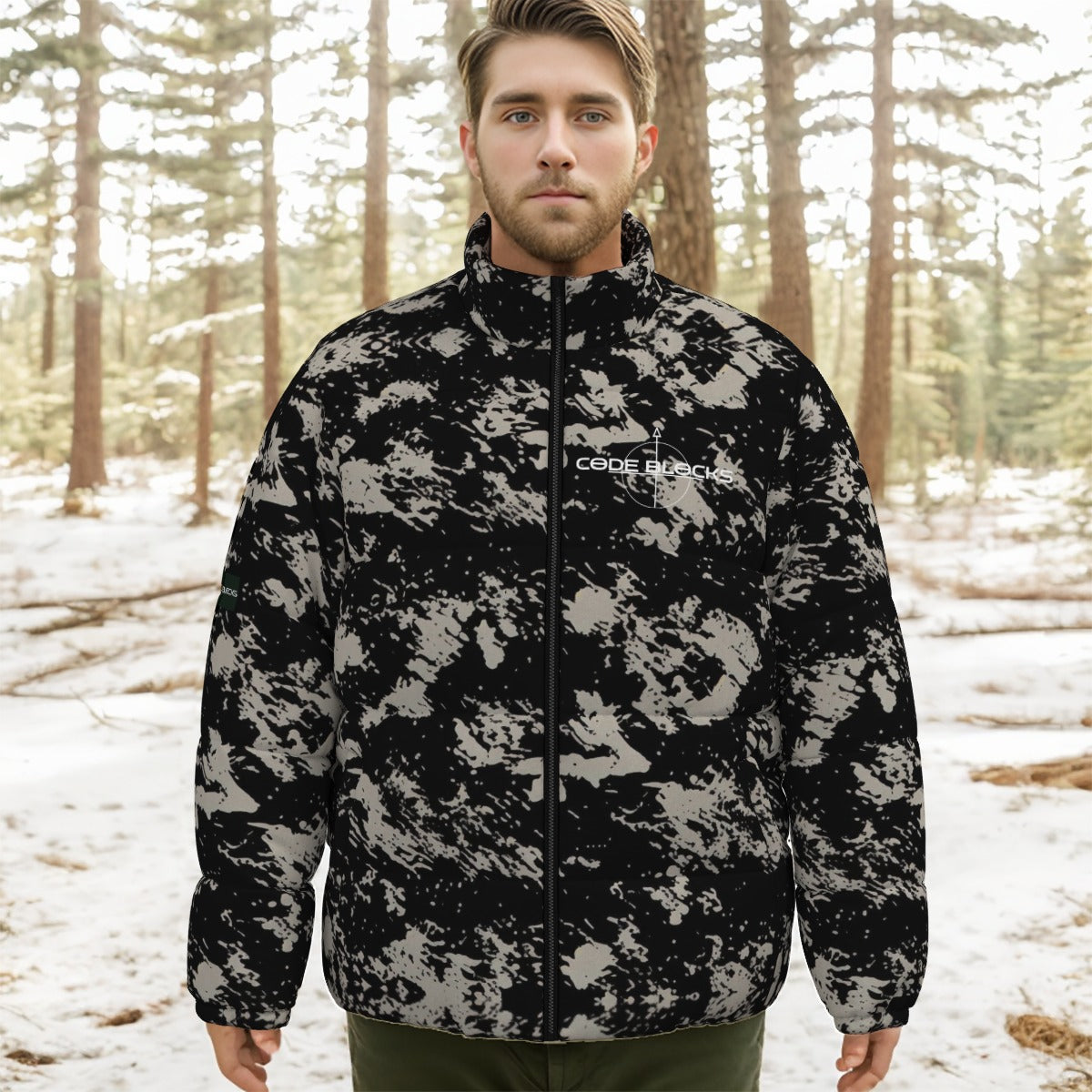 All-Over Print Unisex Stand-up Collar Down Jacket – CODEBLOCKS-CLOTHING
