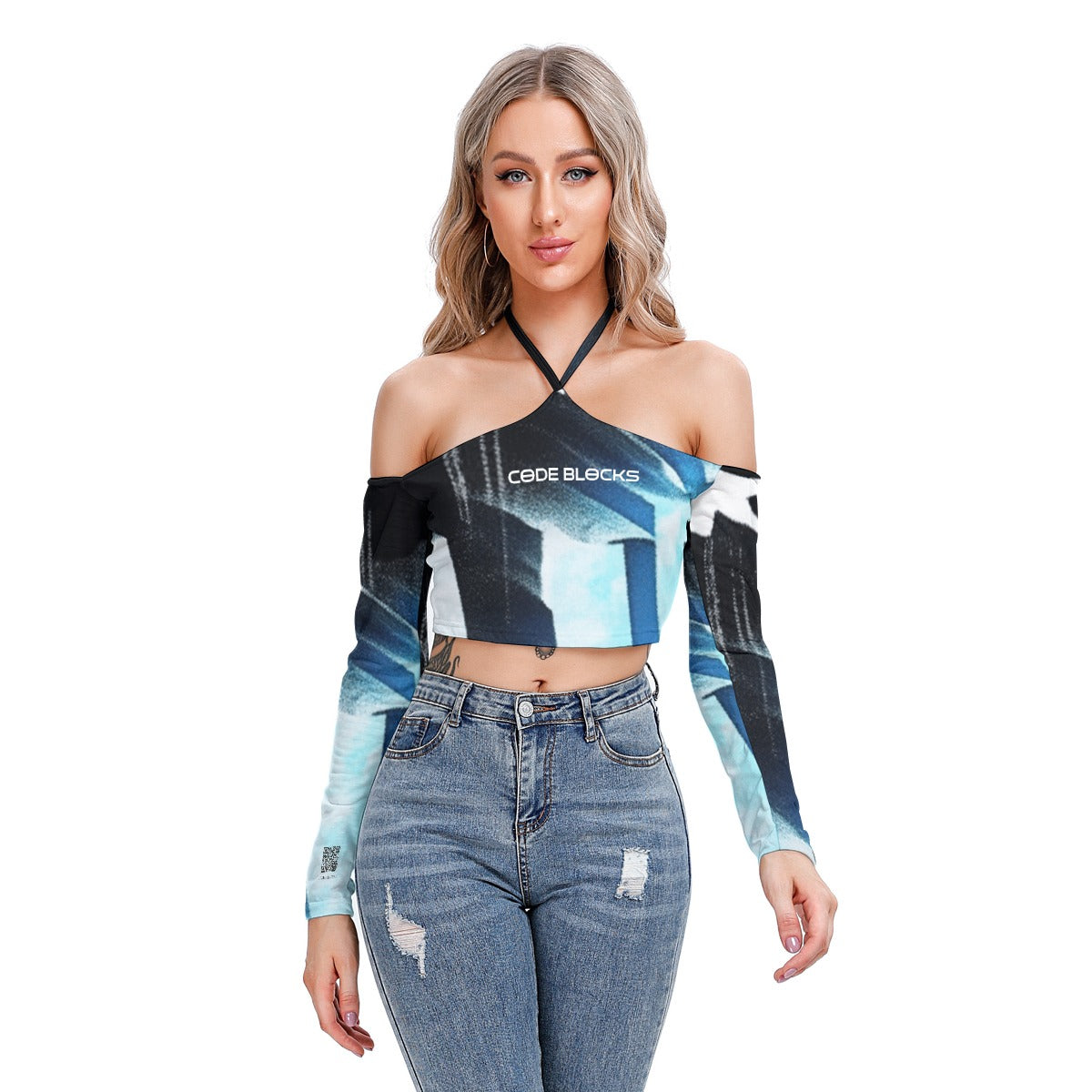All-Over Print Women's Halter Lace-up Top – CODEBLOCKS-CLOTHING