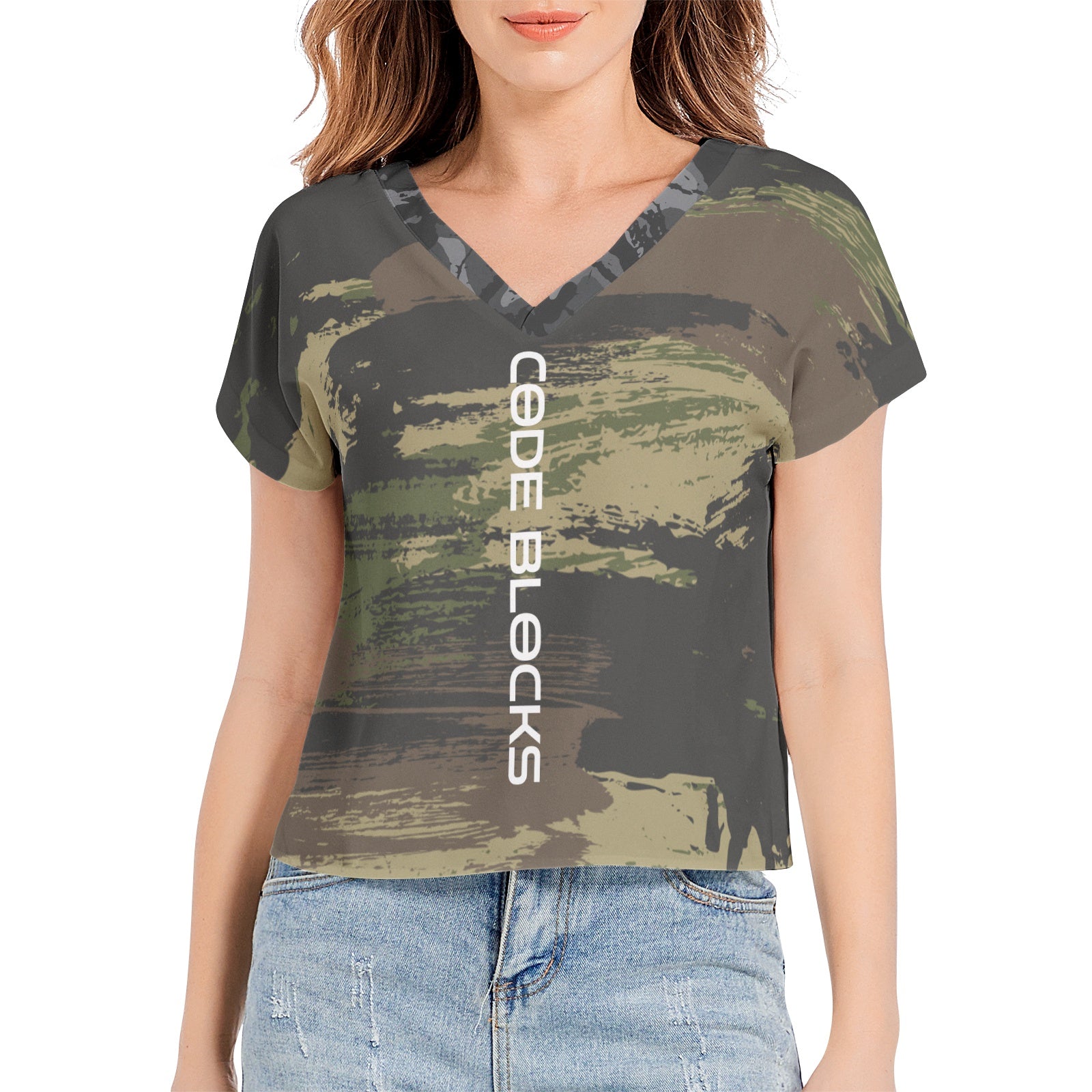 Batwing Sleeve V-Neck Top – CODEBLOCKS-CLOTHING