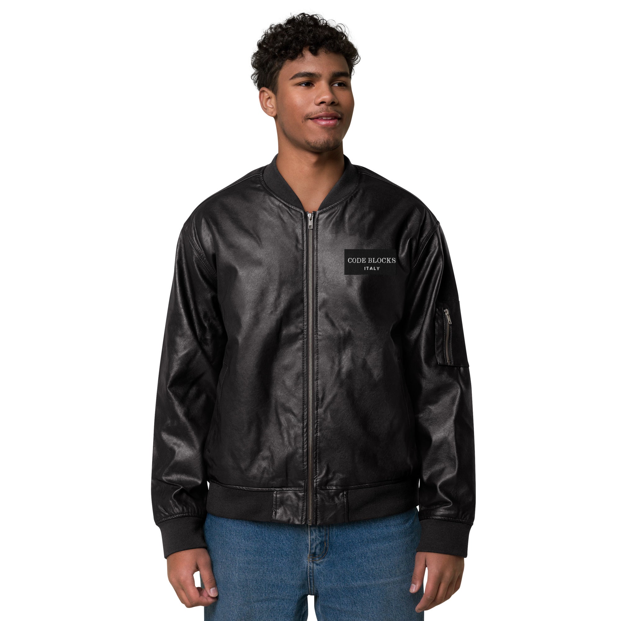Leather Bomber Jacket – CODEBLOCKS-CLOTHING