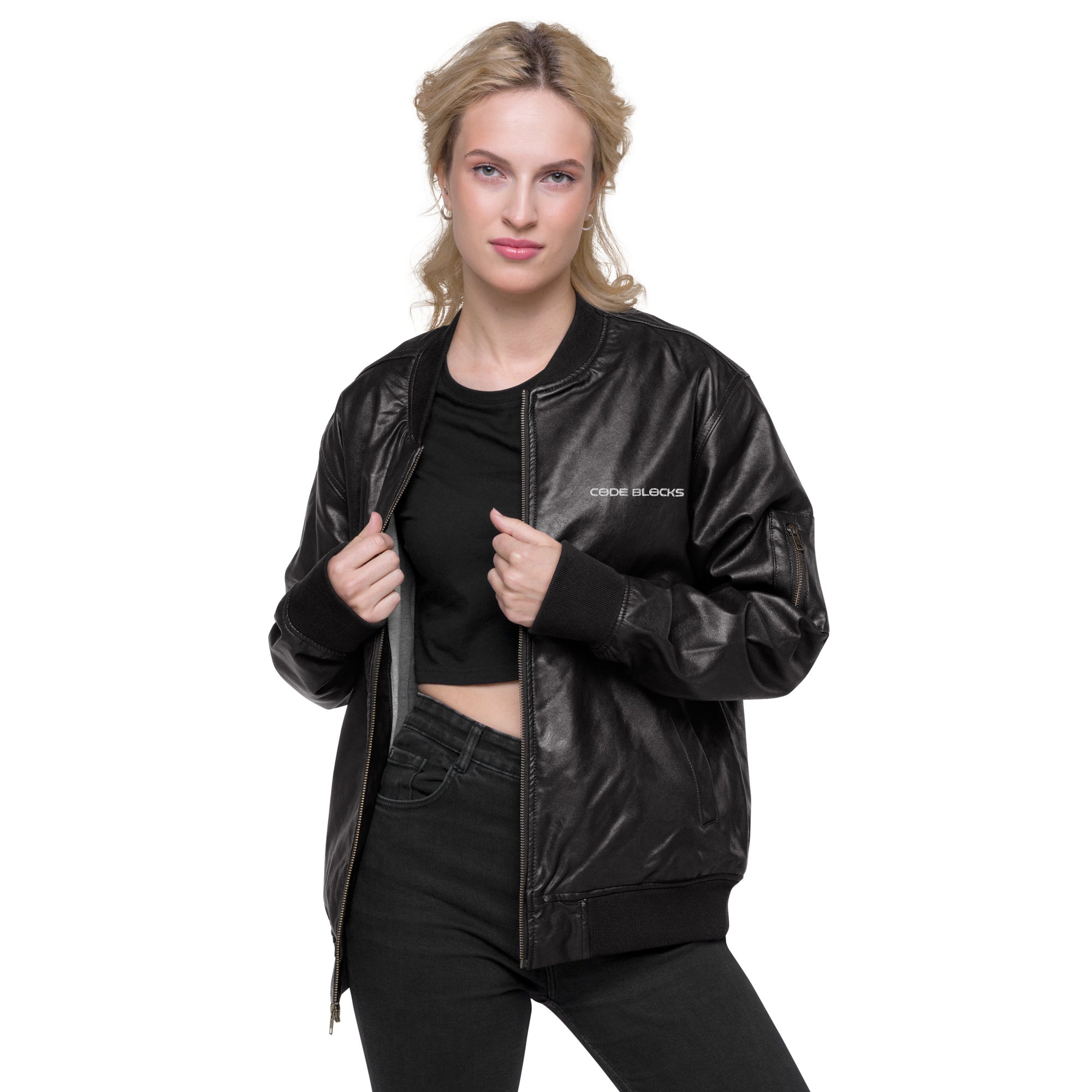 Leather Bomber Jacket – CODEBLOCKS-CLOTHING