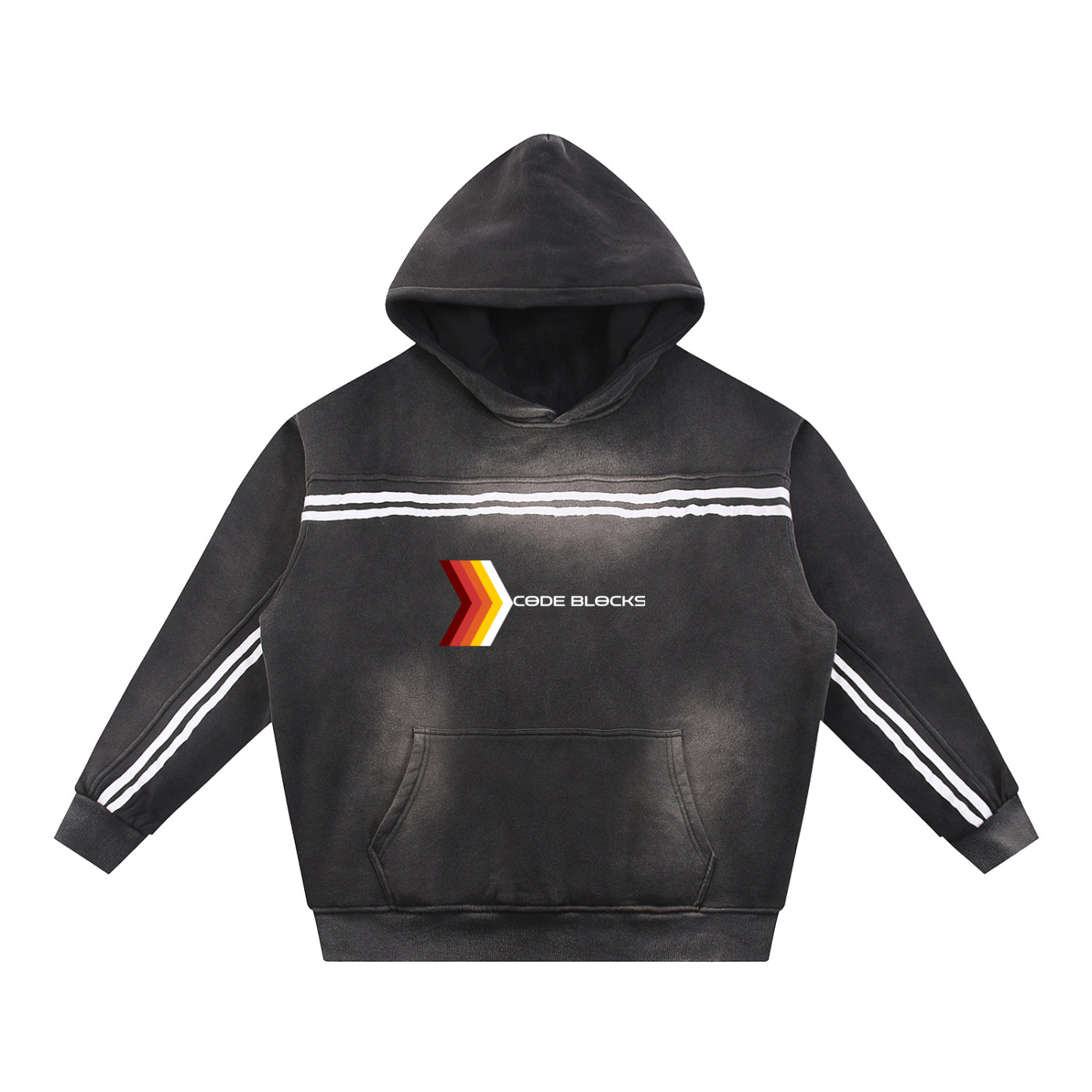Sun Fade Contrast Tape Fleece Hoodie – CODEBLOCKS-CLOTHING