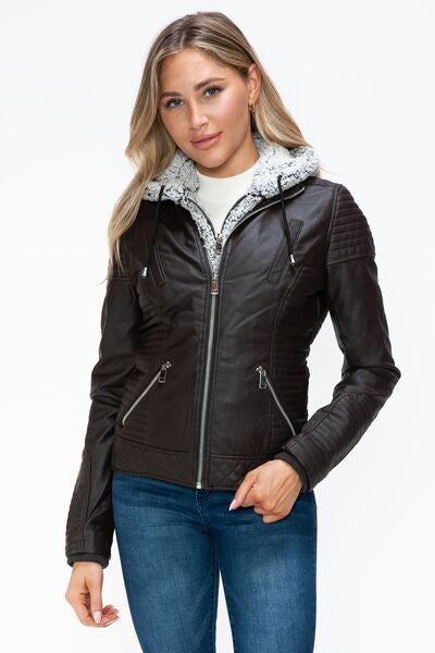 YMI Faux Layered Double-Zipper Jacket with Fuzzy Hood – CODEBLOCKS-CLOTHING