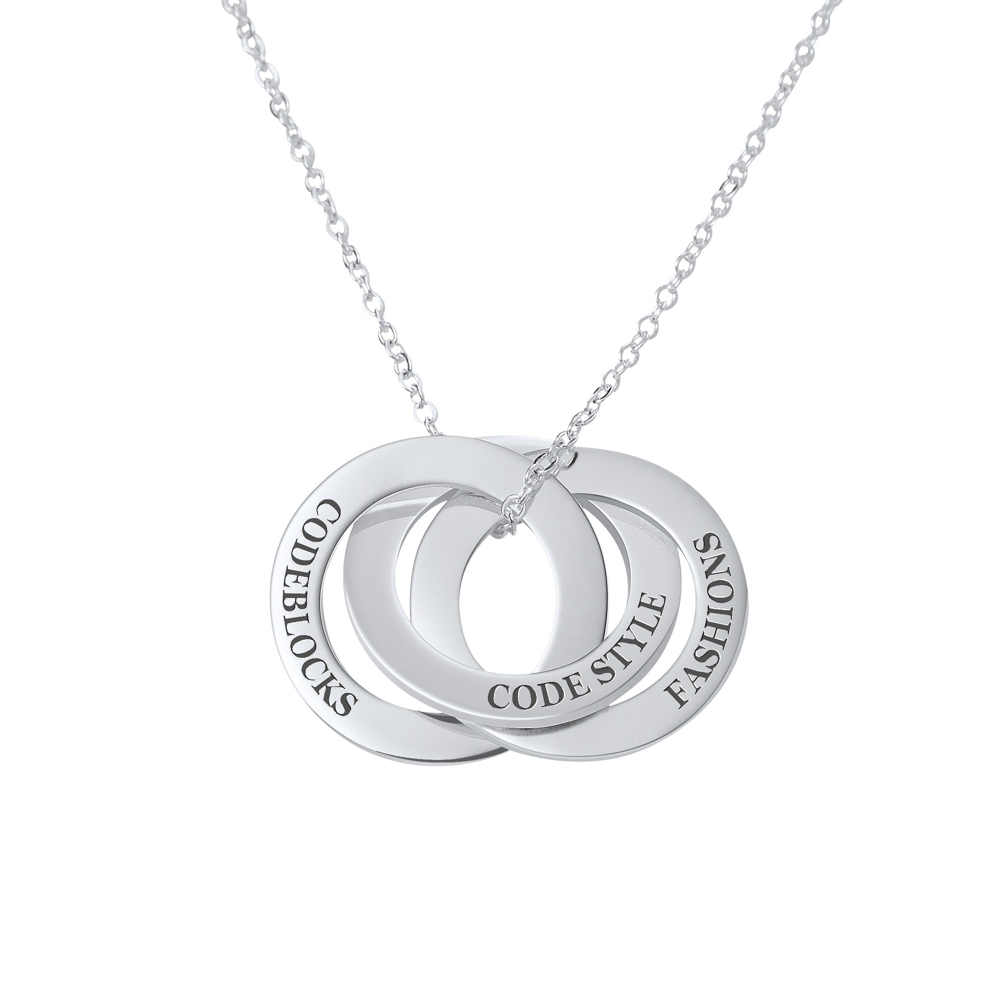 Engraved 3 Interlocking Russian Rings Necklace – CODEBLOCKS-CLOTHING