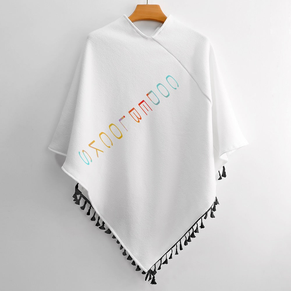 Knitted Cape With Fringed Edge – CODEBLOCKS-CLOTHING