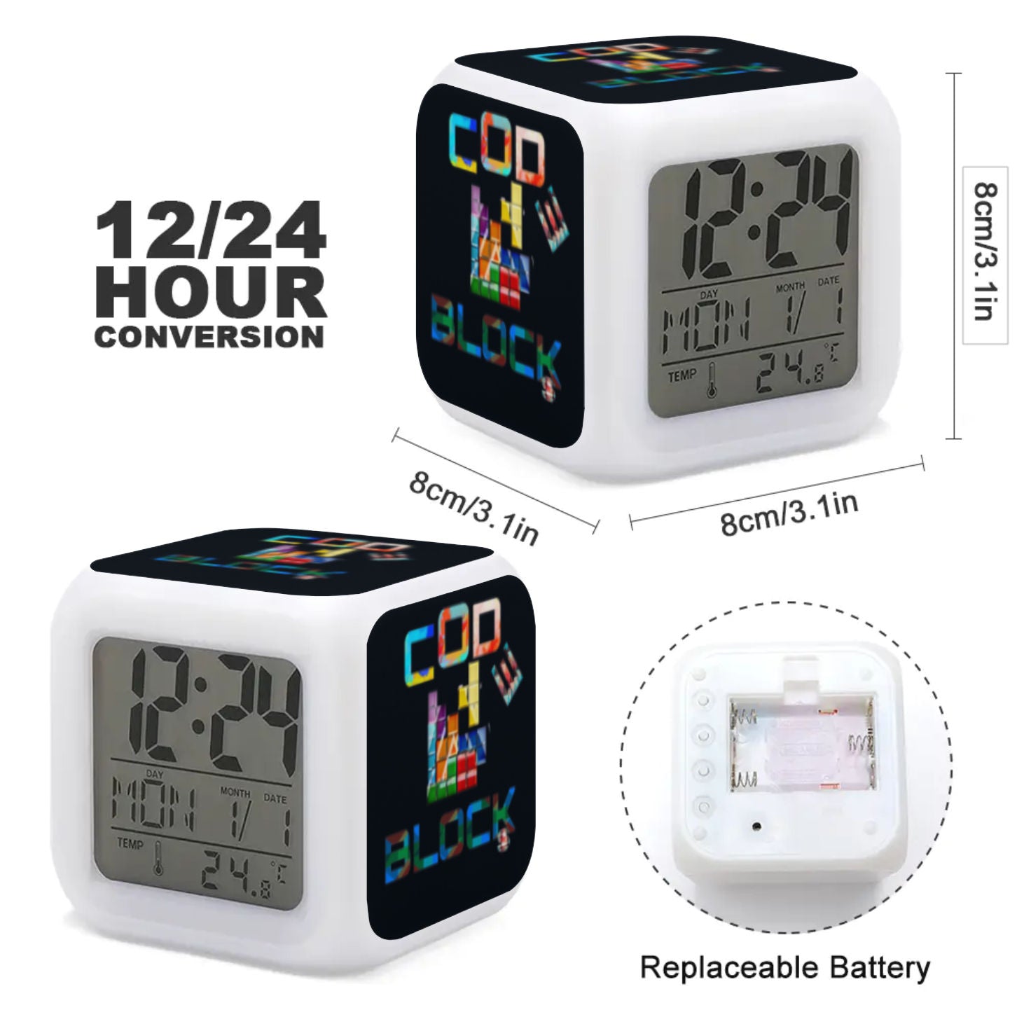 Colorful color changing alarm clock – CODEBLOCKS-CLOTHING